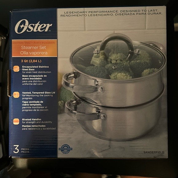 Oster | Kitchen | Nib Oster 3 Piece Stainless Steel Steamer Set | Poshmark